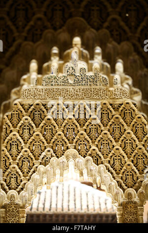 Close up shot of some Arabic decorations at the Alhambra palace in ...