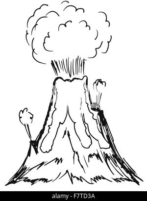 Cartoon volcano erupting with hot lava, smoke and ash Stock Vector ...