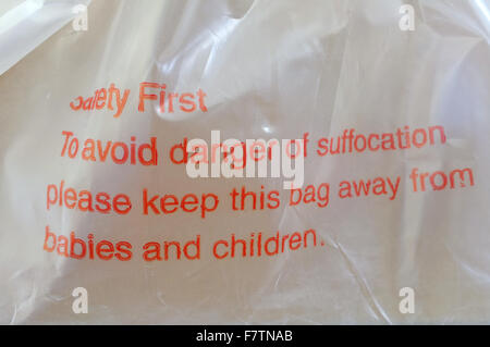 Warning to avoid danger of suffocation keep this plastic bag away from ...