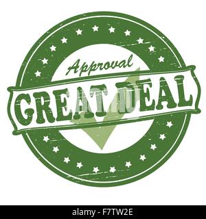 great deal stamp. great deal round sign. label on transparent ...