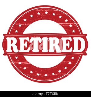 Grunge red retired round rubber seal stamp on white background Stock ...