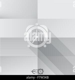 Vector Clock icon. Paper sticker with shadow. Color Alarm symbol ...