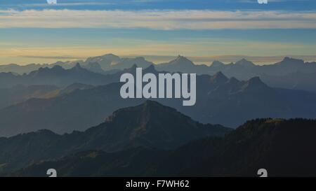 Sunrise on Mt. Rigi, view of the Central Swiss Alps, Schwyz ...