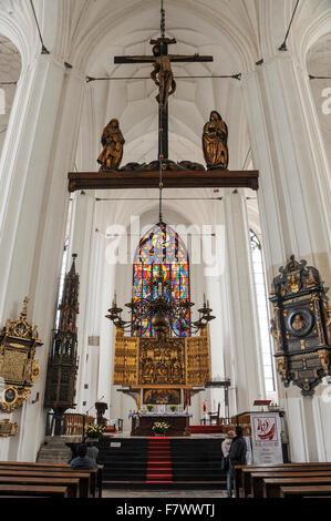 Pulpit St Mary's Church Gdansk Poland. Church orginally from 1300s. Rebuilt after war Stock ...
