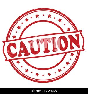 caution stamp. caution sign. round grunge label Stock Vector Image ...