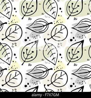 Autumn leaves seamless vector pattern. Elegant fall foliage background ...