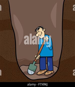 A cartoon man digging a hole with a shovel Stock Vector Art ...