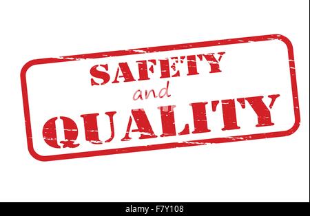 Safety & quality grunge rubber stamp on white background, vector ...