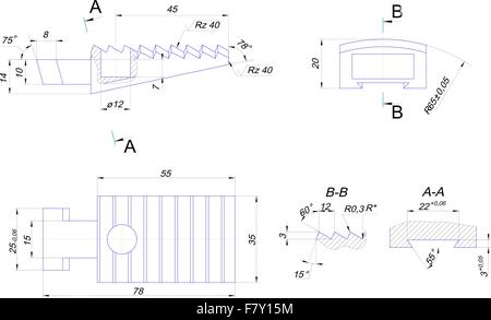 Engineering drawing of cog die Stock Vector Image & Art - Alamy