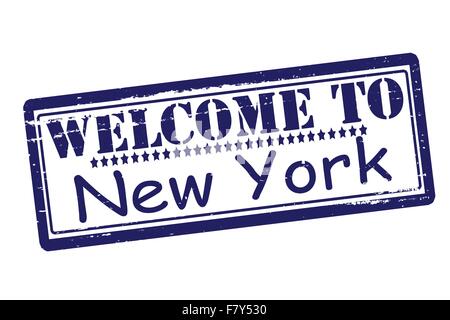 New York sign. welcome to New York blue sticker Stock Vector Image ...