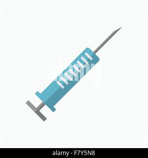 Syringe drug injection icon flat vector. Dose vaccination. Health ...