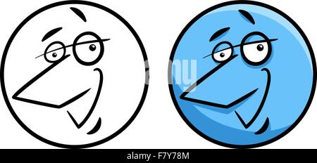 Blue cartoon face emoticon caricature and character theme Isolated ...