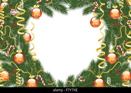 Winter tree New Year frame. Cute simple Christmas tree frame. Nature ...