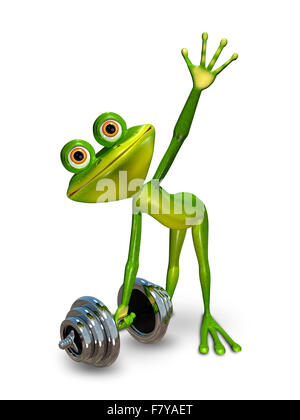 Illustration a frog doing gymnastics sport dumbbells Stock Photo - Alamy