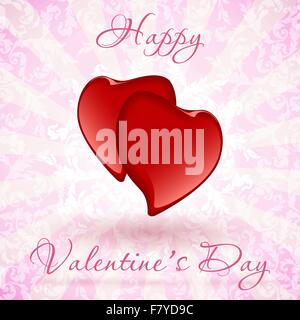 happy valentines day greeting card heart lovely vector illustration red ...