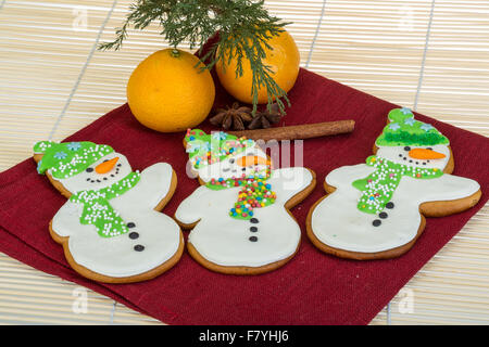 Christmas gingerbread with snow shugar on the nippet Stock Photo - Alamy