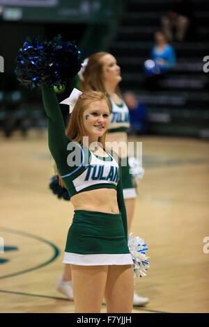 December 2, 2015: A Tulane Cheerleader looks to the crowd during the ...