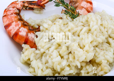 Italian trditional Risotto with tiger prawn and thyme Stock Photo - Alamy