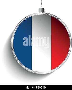 Glass light ball with flag of France. Round sphere, template icon ...