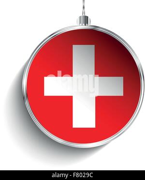 Glass light ball with flag of Switzerland. Round sphere, template icon ...