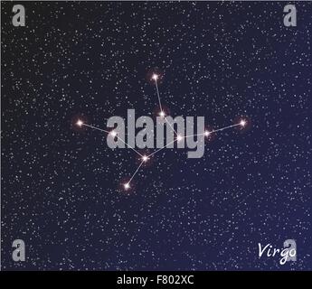Virgo constellation. Starry night sky. Zodiac sign. Cluster of stars ...
