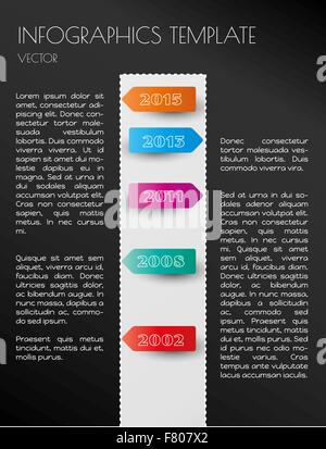 Vector dark Infographic timeline report template with icons Stock ...