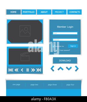 Retro ui interface elements set - browser windows, error pop up, loading bar, form and buttons ...