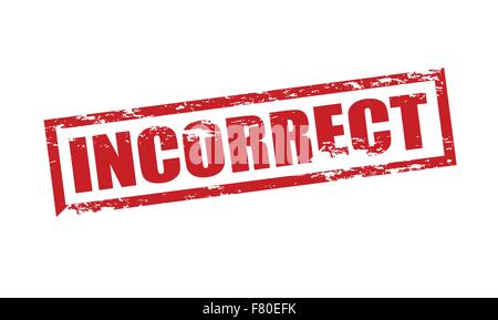 Grunge red incorrect word rubber seal stamp on white background Stock ...