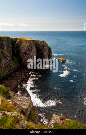 A view of sea cliffs in the northwest of the Island of Handa ...