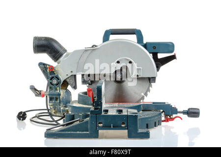 Mitre saw side view isolated on white Stock Photo - Alamy