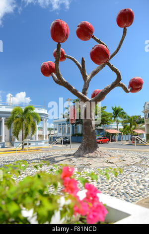 Sculpture of a coffee tree (by the artist Ming Fay) at the center of ...