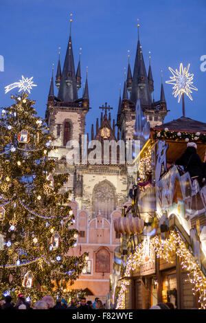 Christmas tree on Old Town Square in Prague, Czech Republic Stock Photo ...