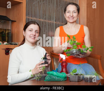 Two women with various sprouts at home Stock Photo - Alamy