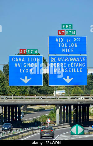 French toll autoroute in Provence gantry route signs above A8 showing ...