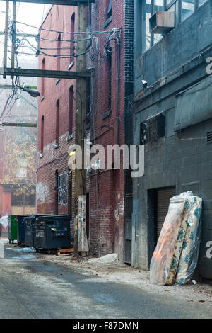 garbage in a dumpster back alley vancouver canada Stock Photo - Alamy