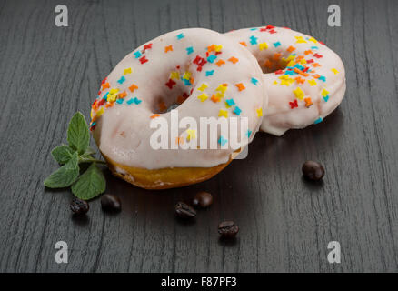 Iced Donut with mint leaves Stock Photo - Alamy