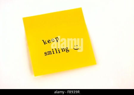 Keep Smiling Post it Stock Photo - Alamy