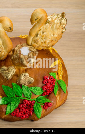 Karavay - Russian traditional bread on the desk Stock Photo - Alamy