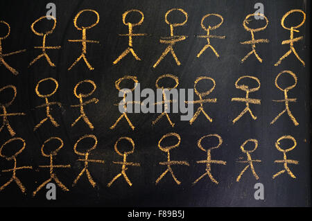 Stick figures written on a blackboard in chalk Stock Photo - Alamy