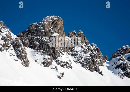 Snow covered cliff faces benneath the summit of Valluga from The ...