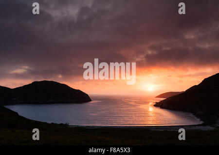 Sunset over Loch Canaird, Ardmair, Wester Ross, Highlands, Scotland ...