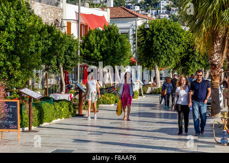 People Walking Along The Seafront, Bodrum, Mugla Province, Turkey Stock ...