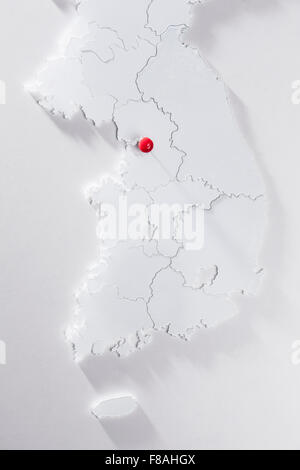Map of Korea and a pin pinned on the map Stock Photo - Alamy