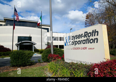 A logo sign outside of the headquarters of the Kayser-Roth Corporation ...