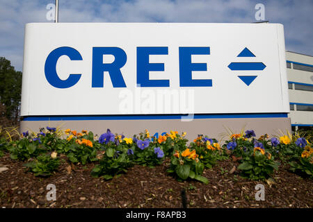 A logo sign outside of the headquarters of Cree, Inc., in Durham, North ...