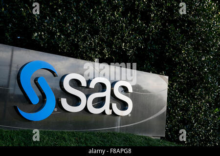 A logo sign outside of the headquarters of SAS Institute Inc., in Cary ...