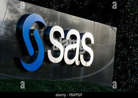 A logo sign outside of the headquarters of SAS Institute Inc., in Cary ...