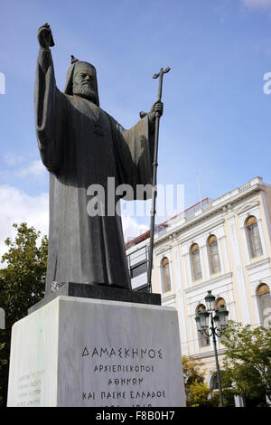 Statue of Archbishop Damaskinos,Square Mitropoleos,Athens,Greece,Europe ...