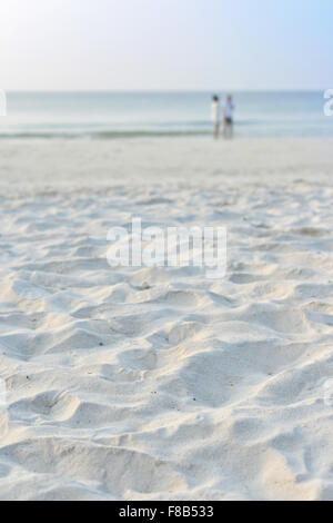 footsteps on beautiful white sand beach at summer vacation Stock Photo ...