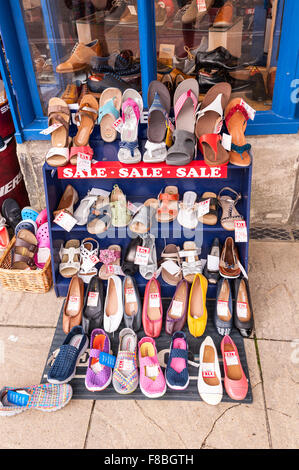 Shoe sale. Shoes on a sale rack at the shop front, Schuh, Nottingham ...